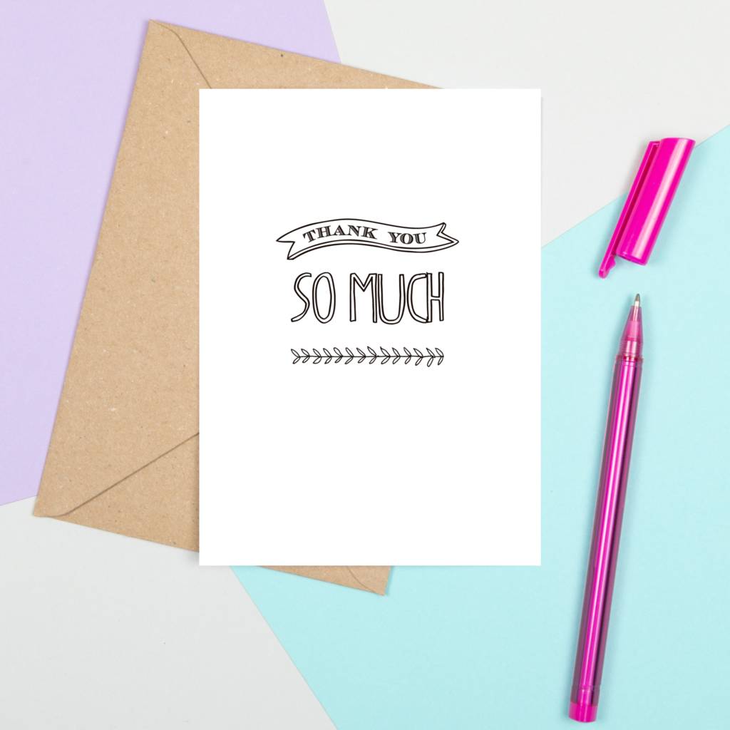 'thank you so much' card by paper craze | notonthehighstreet.com