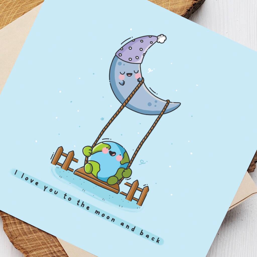 Cute Moon Greetings Card By Toastedink