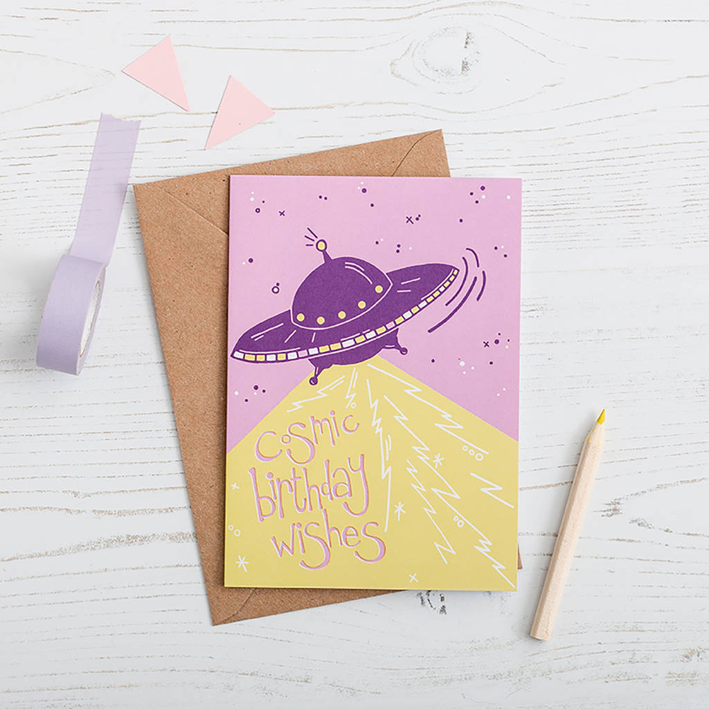 'cosmic birthday wishes' space card by nelly's treasures ...