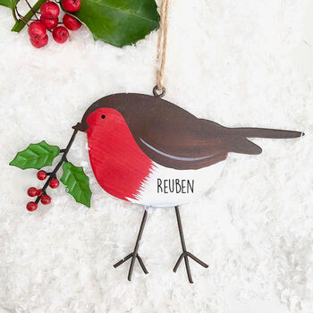 personalised red robin hanging decoration by pink pineapple home ...