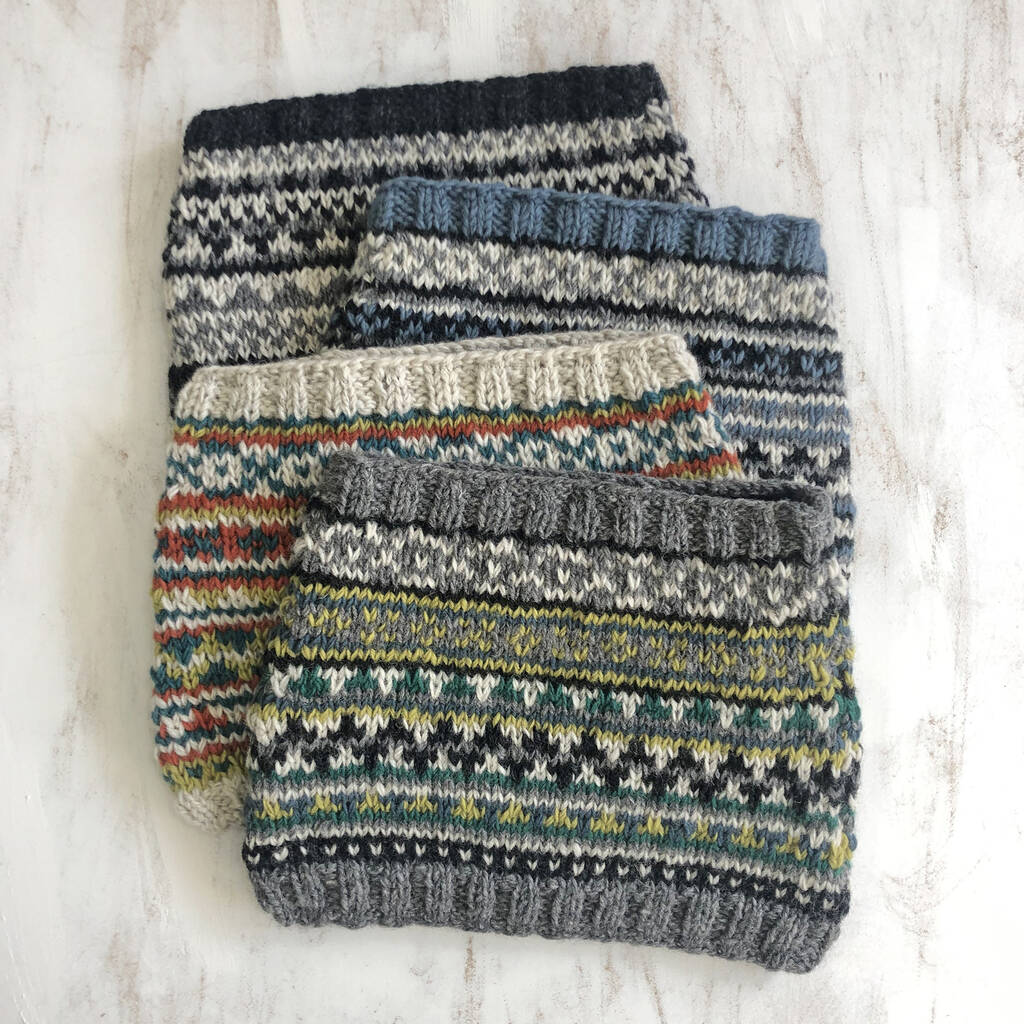Fair Trade Fair Isle Knit Wool Lined Neckwarmer Scarf By Aura Que ...