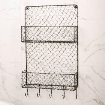 Farmhouse Chickenwire Wall Mounted Kitchen Storage Rack By Dibor ...