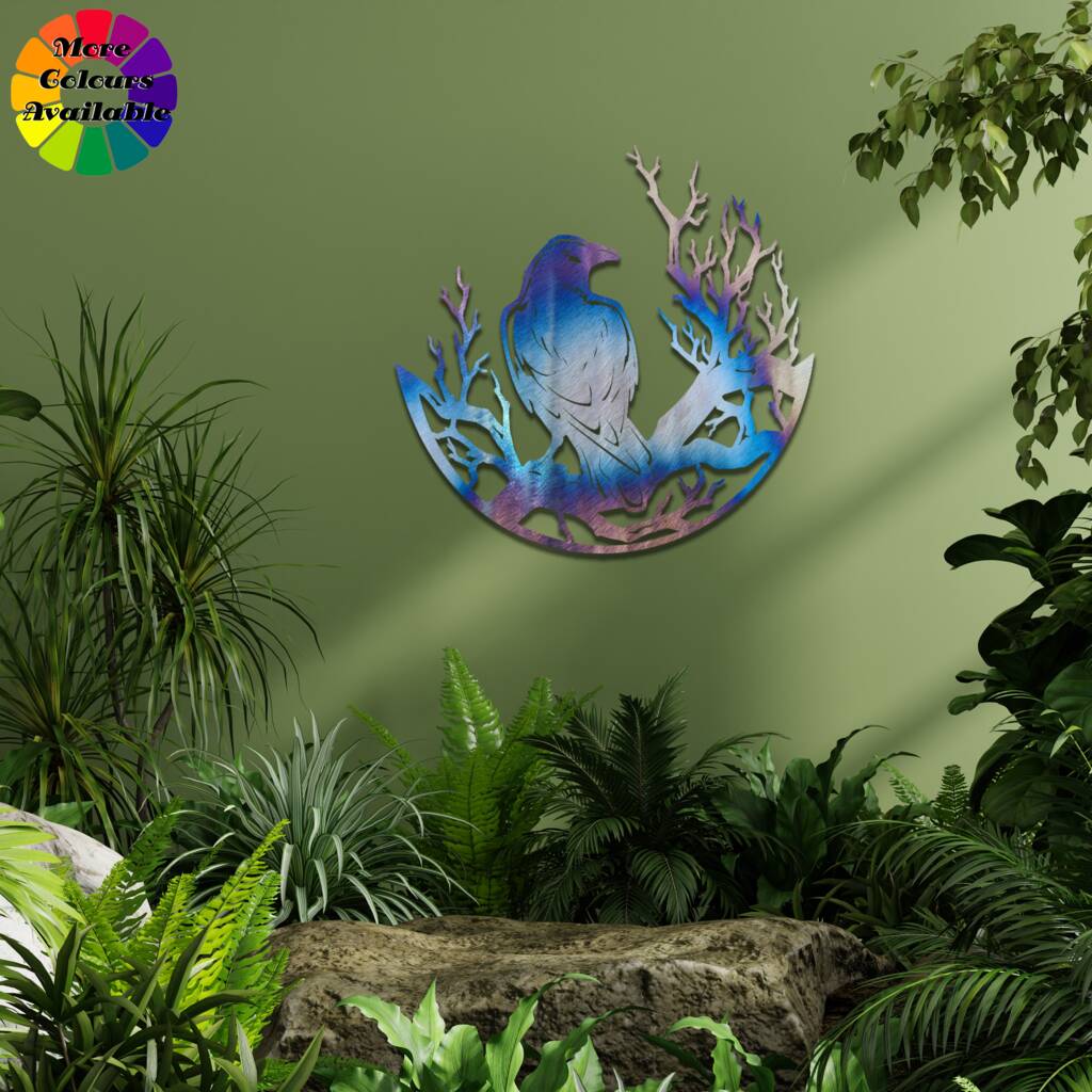 Rusty Metal Cawing Crow Art Metal Raven Wall Decor By Duke Craft ...