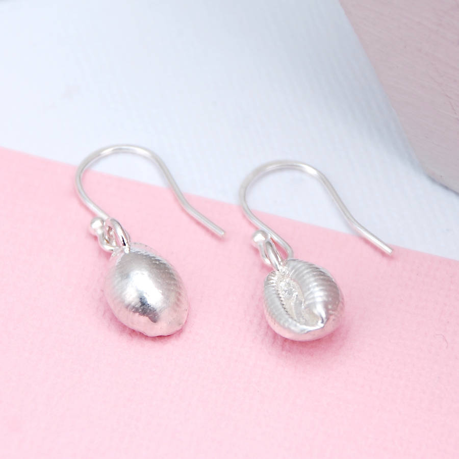 sterling silver cowrie shell earrings by penelopetom ...