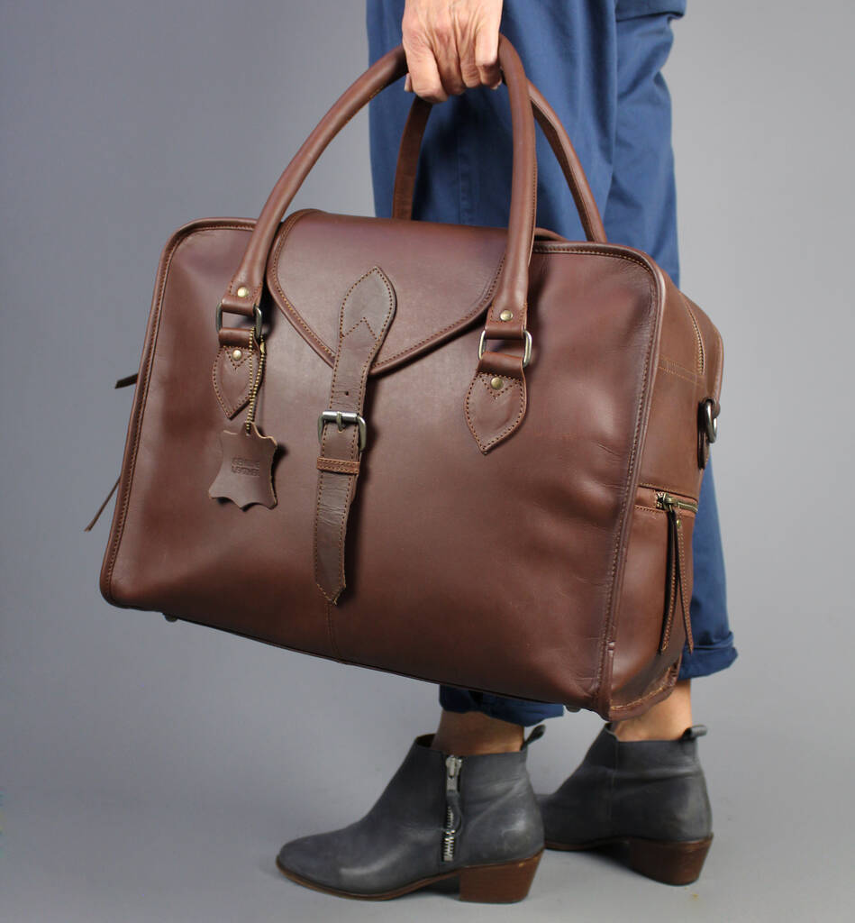 'Overnight' Extra Water Resistant Leather Overnight Bag By Vintage ...