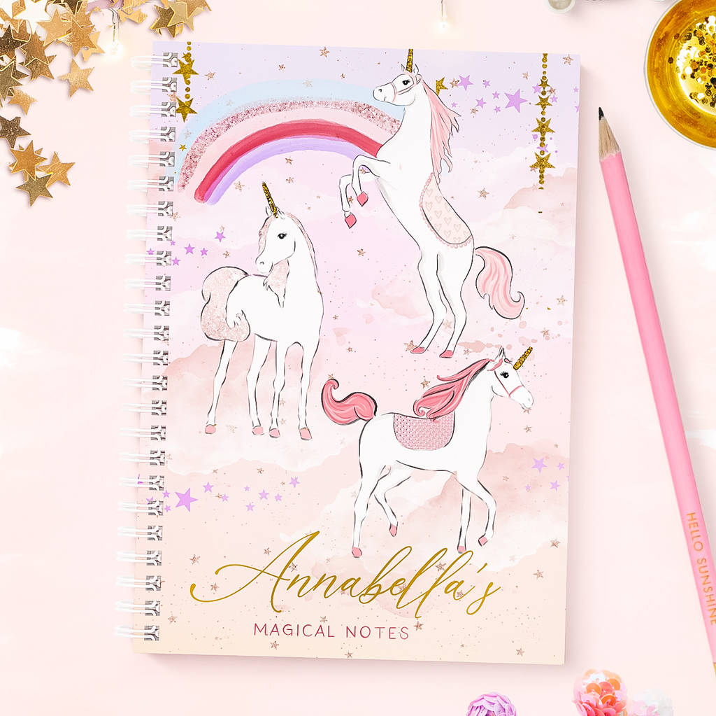 Personalised Unicorn Notebook 'Unicorn Dreams' By Peach Tea Studio ...