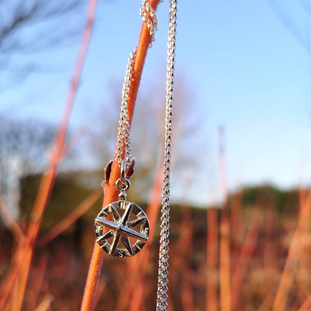 Personalised Sterling Silver Compass Necklace By Lily Charmed ...