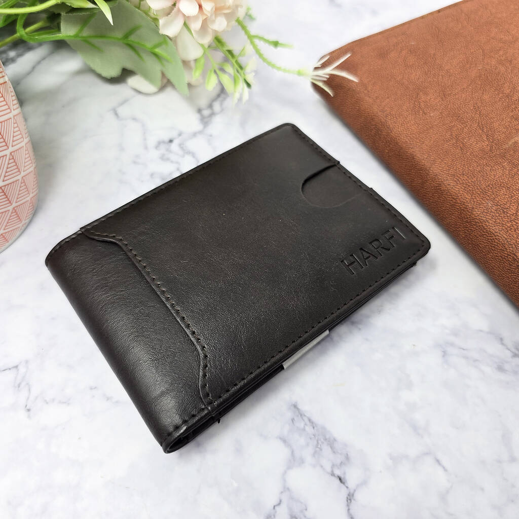 Rfid Minimalist Leather Slim Money Clip Wallet For Men By Harfi