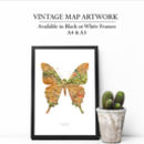 personalised butterfly map print by lime lace | notonthehighstreet.com