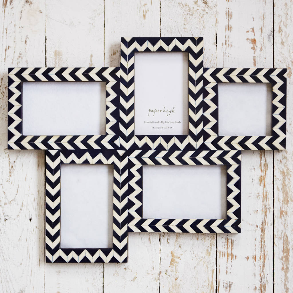 Black Chevron Multi Photo Frame By Paper High | notonthehighstreet.com