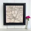 personalised wedding venue location map print on wood by northern logic ...