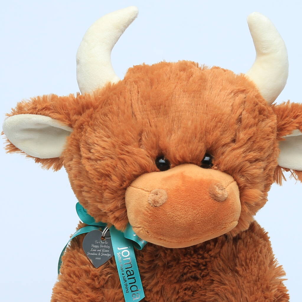 Personalised Highland Coo Cow Soft Toy Brown By Jomanda Soft Plush Toys ...