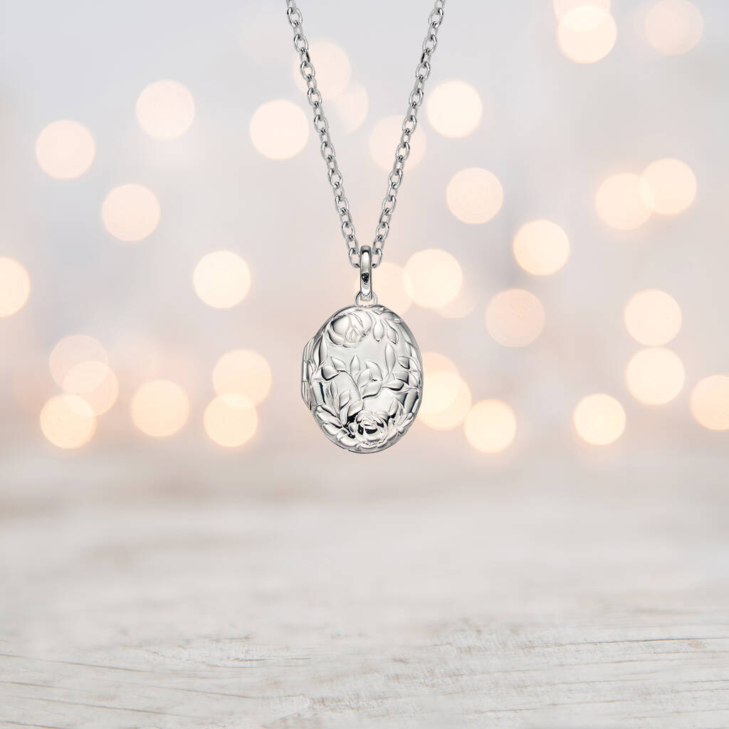Personalised Sterling Silver Floral Rose Bush Locket By Songs of Ink ...