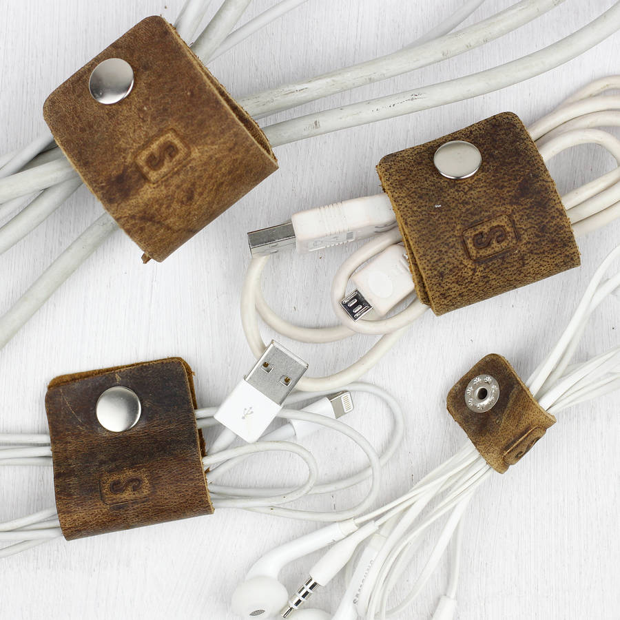 leather cable organisers set of four by scaramanga | notonthehighstreet.com