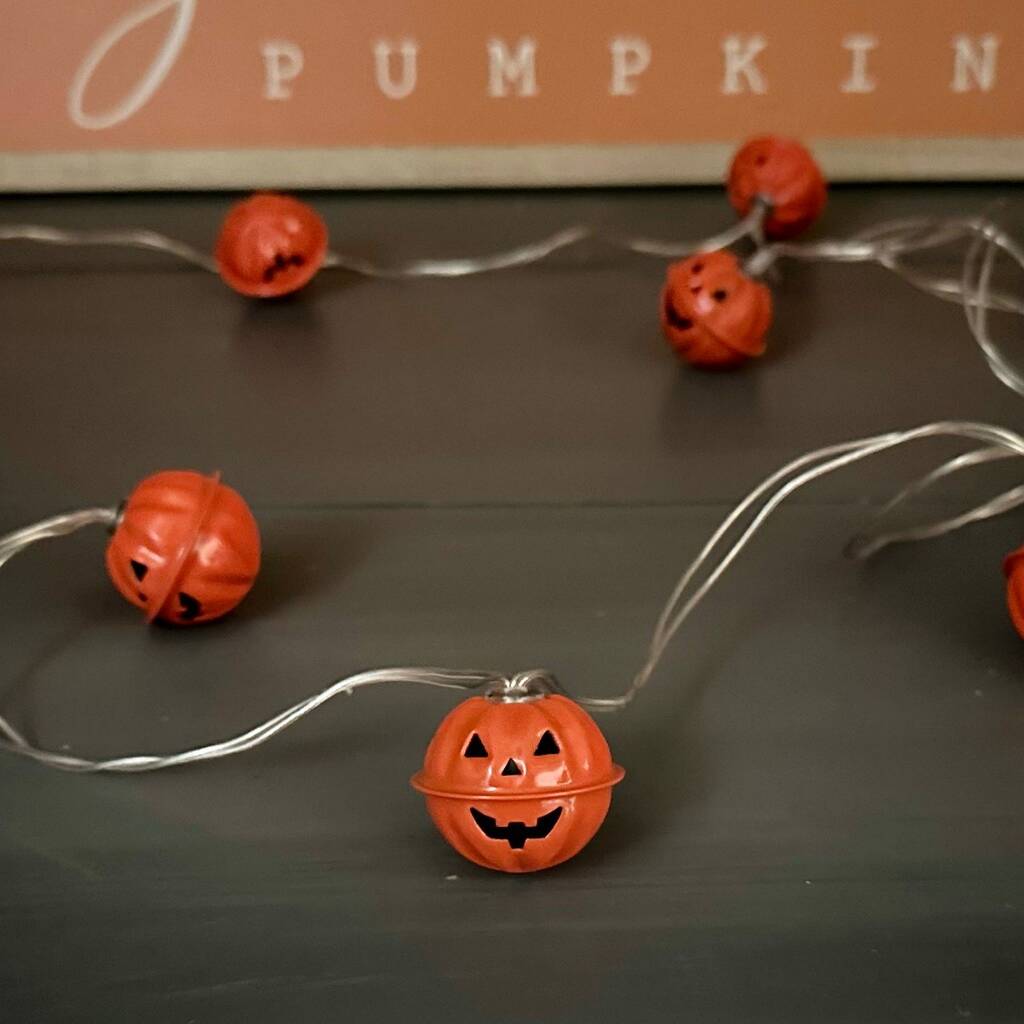 Metal Pumpkin LED Halloween Garland By Nest Gifts