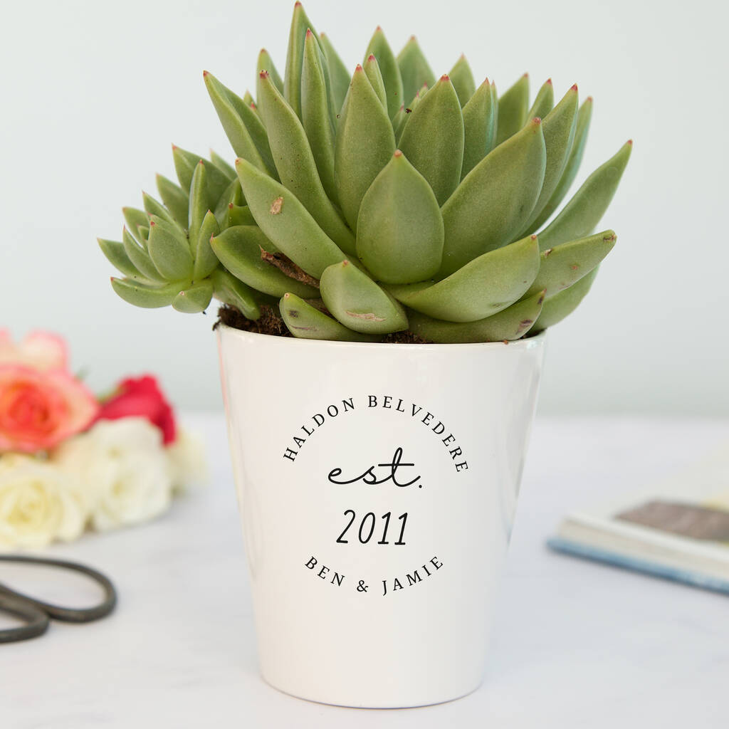 Wedding, Anniversary Or Engagement Est. Year Plant Pot By So Close ...