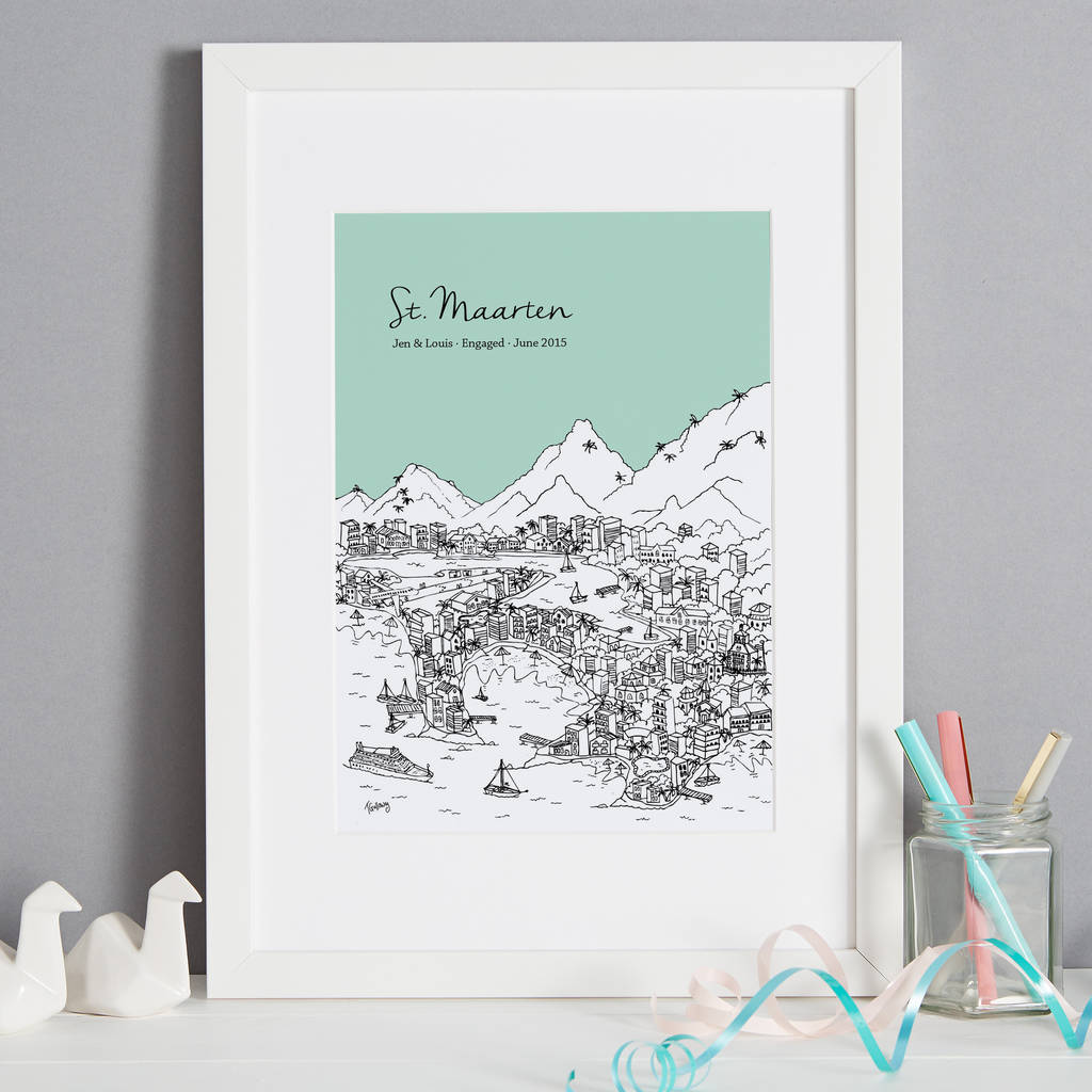 personalised st maarten print by tessa galloway illustration ...