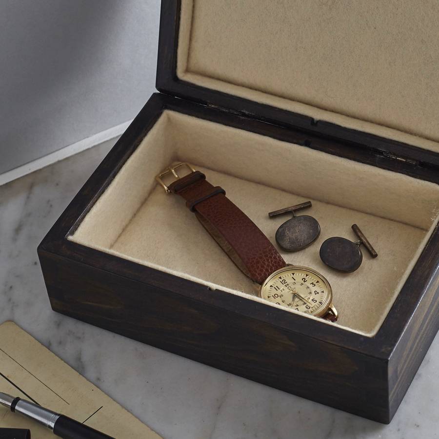 personalised wooden cufflink box by warner's end | notonthehighstreet.com