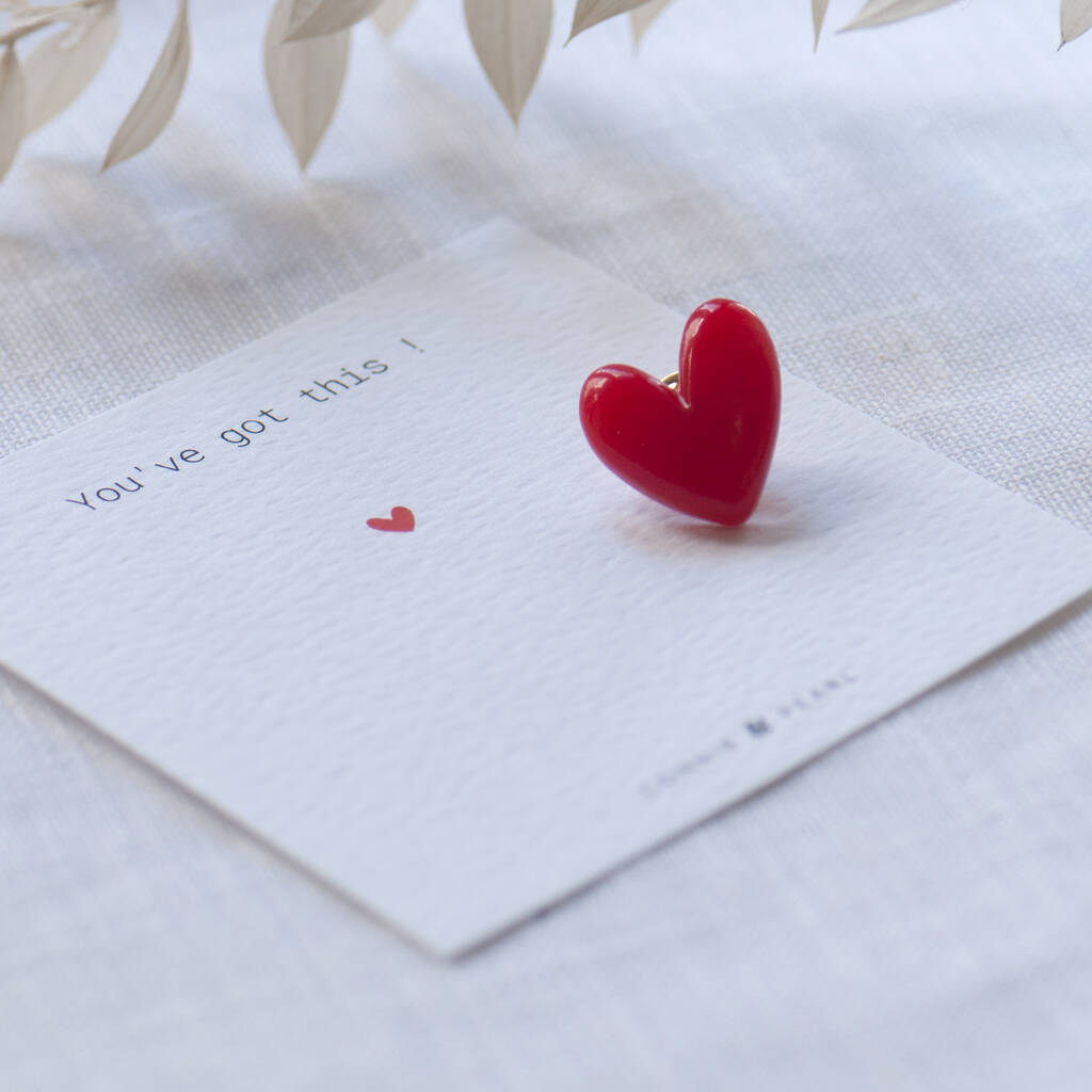 Vivid Red Love Heart Pin On Giftcard By Grace & Valour ...