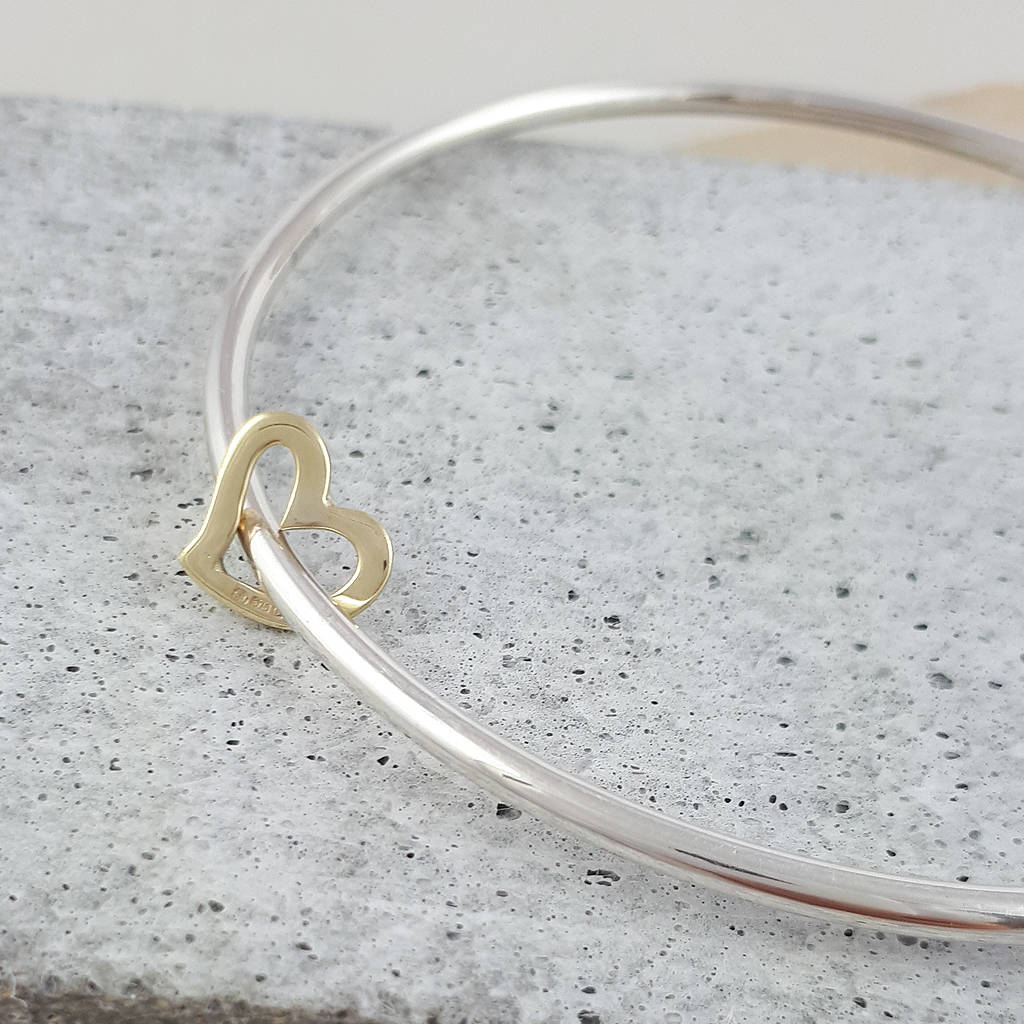 solid silver open heart bangle by scarlett jewellery ...