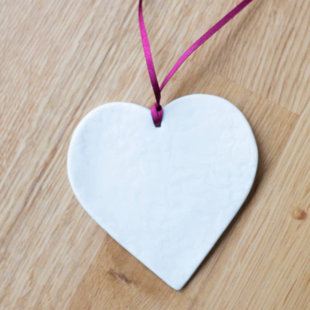porcelain ceramic heart decoration by kirsty adams ceramics ...