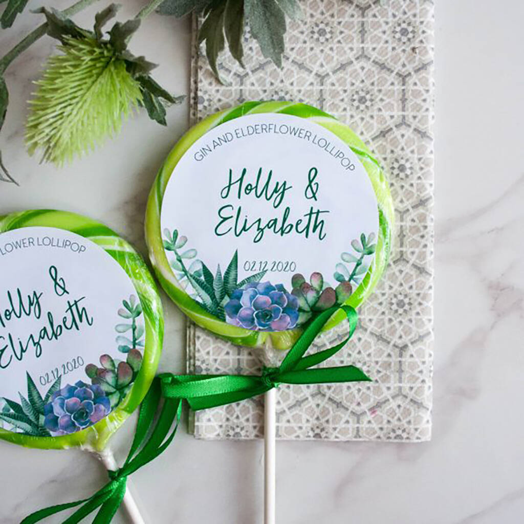 Succulent Theme Wedding Favour Giant Lollipops By Holly's Lollies ...
