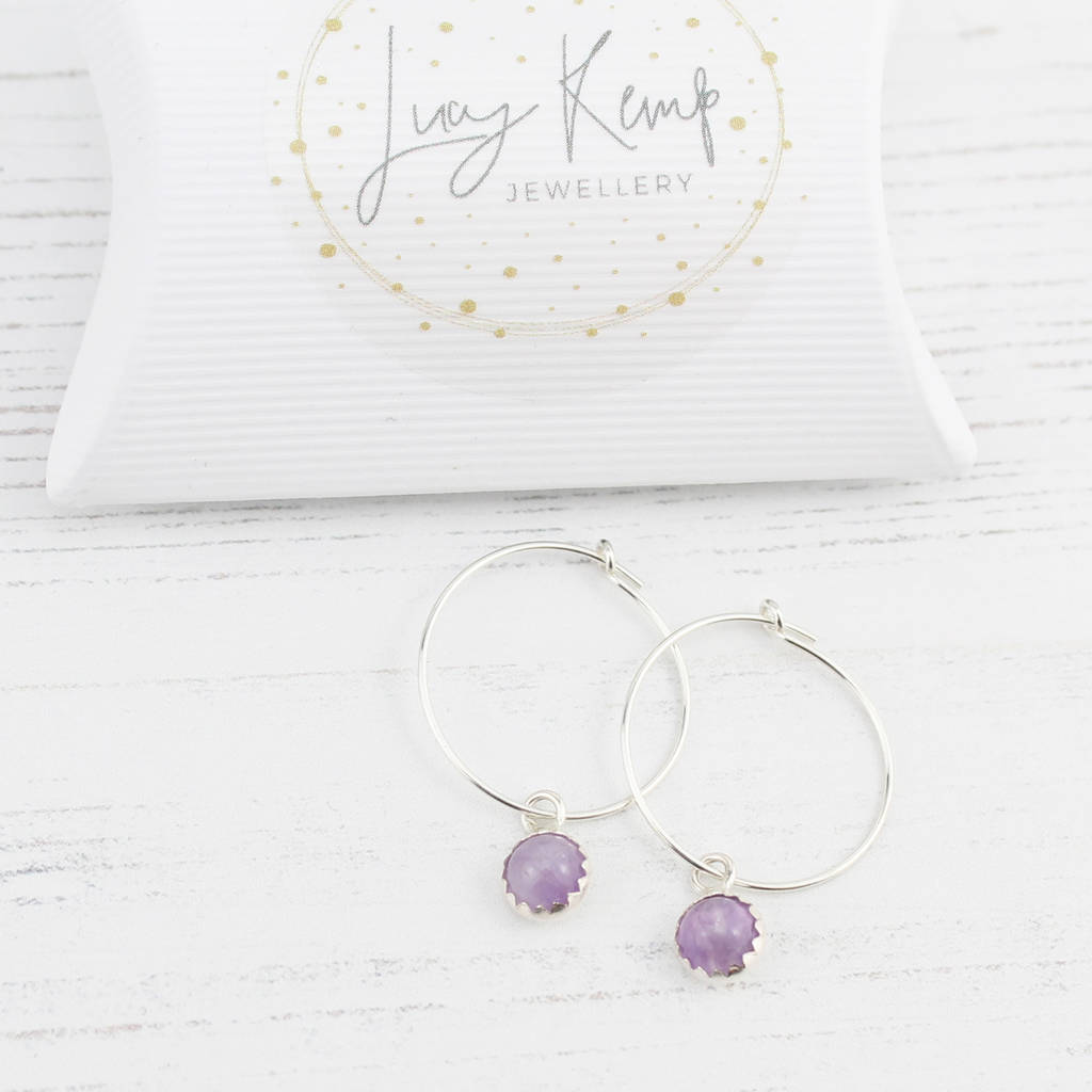 Sterling Silver And Semi Precious Stone Hoop Earrings By Lucy Kemp ...