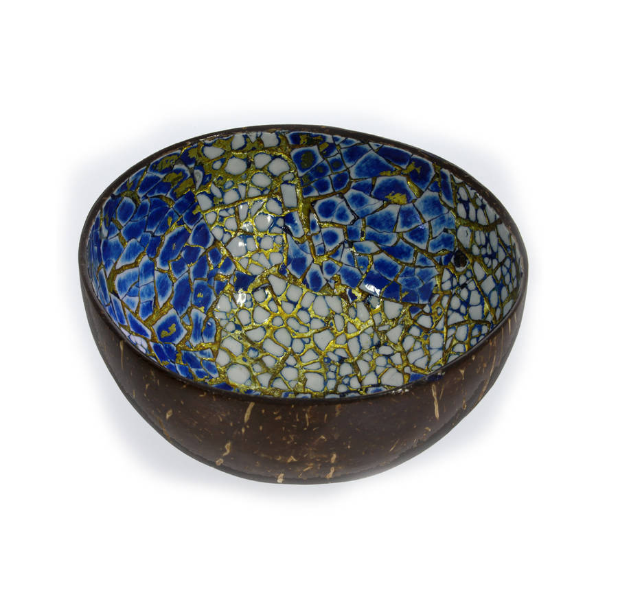 gold pattern coconut shell snack bowl by lotus direct ...