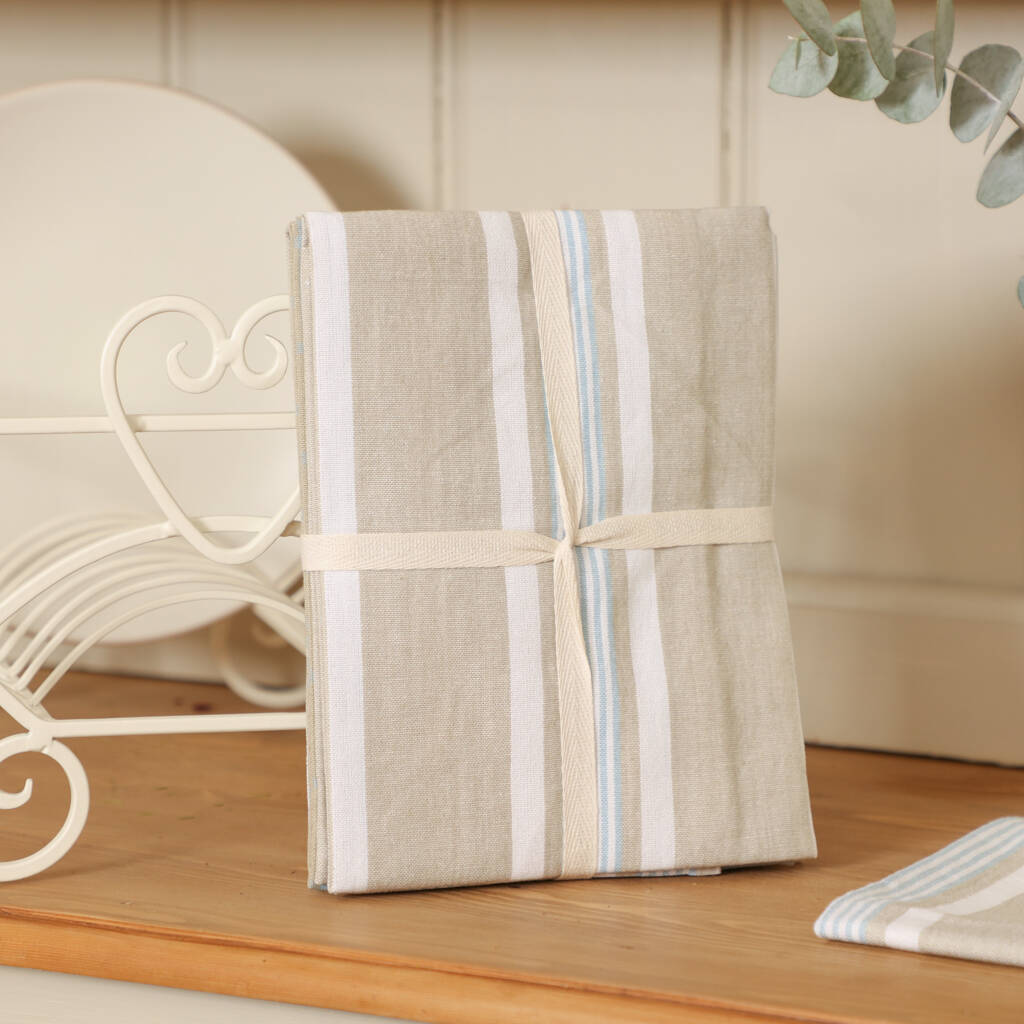 Set Of Three Country Blue Cotton Tea Towels By Dibor ...