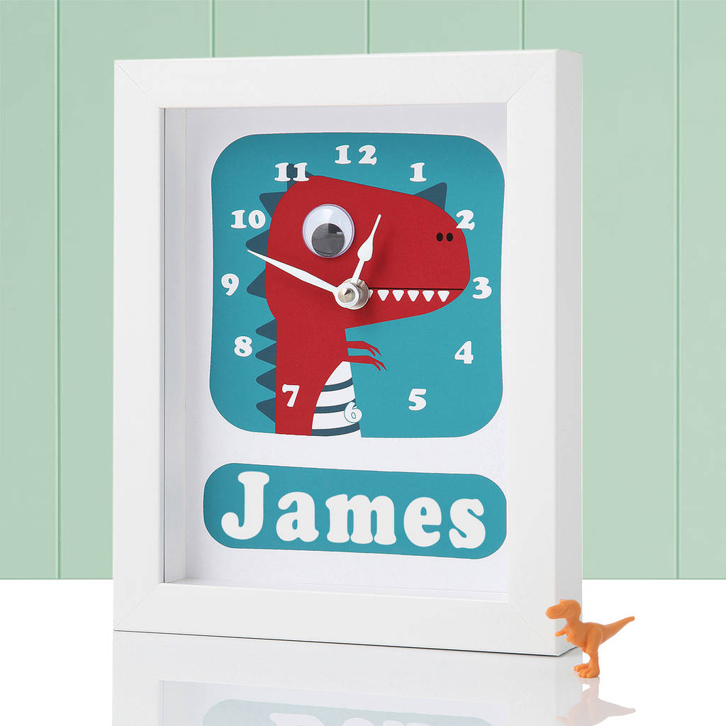 personalised dinosaur clock by stripeycats | notonthehighstreet.com