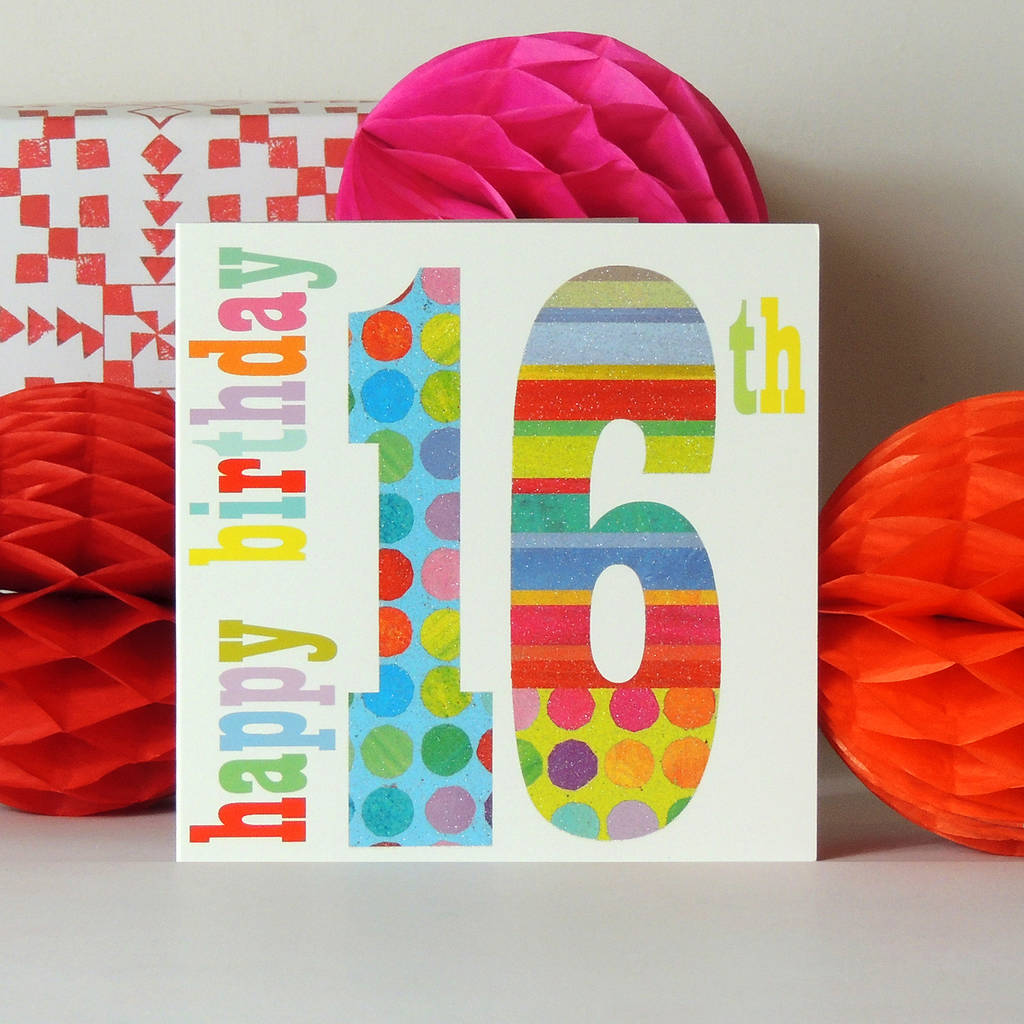 sparkly 16th birthday card by kali stileman publishing ...