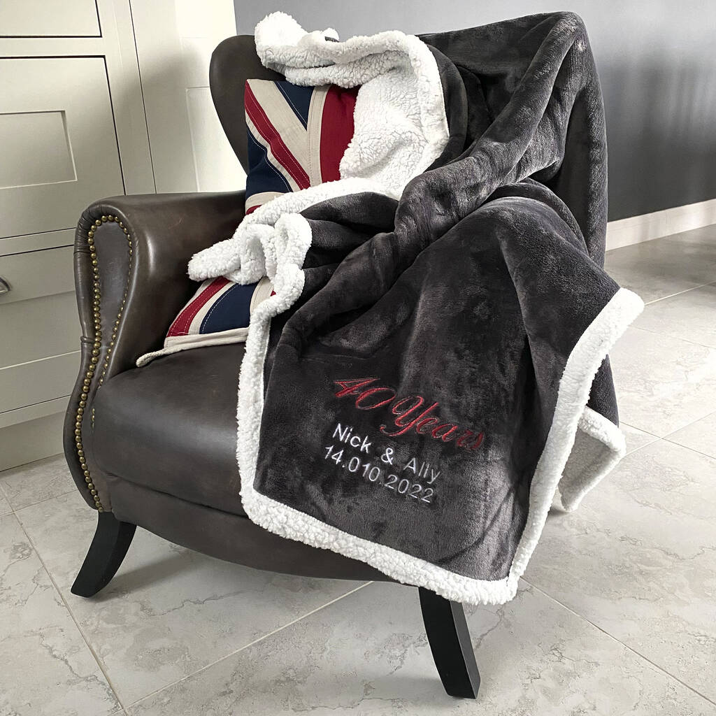 Personalised Ruby Wedding Anniversary Charcoal Blanket By A Type Of ...