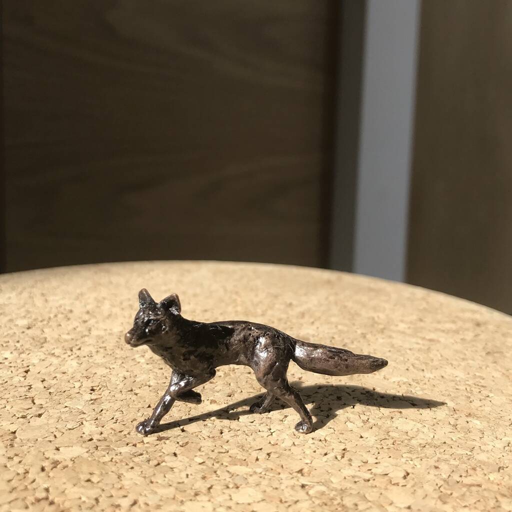 Miniature Solid Bronze Fox Sculpture 8th Anniversary By Ginger Rose ...