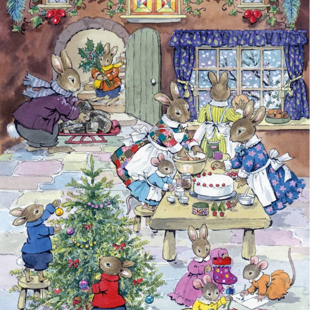 Rabbit Family Christmas Eve Four Sheets Of Gift Wrap By Grey Star Interiors