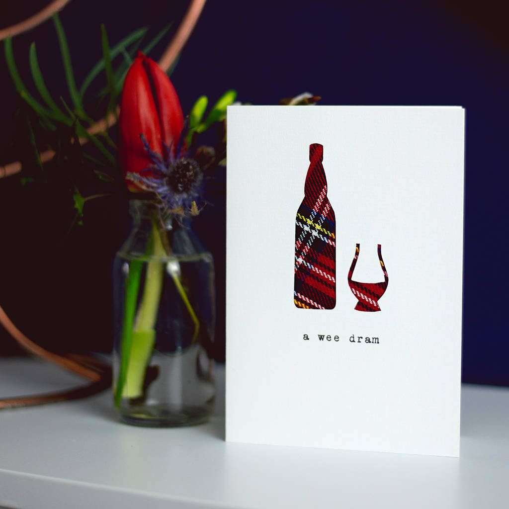 Whisky Scottish Tartan Birthday Card With Real Tartan By Hiya Pal ...