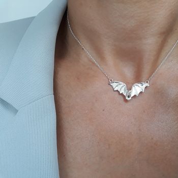 Sterling Silver Halloween Bat Necklace By Lily Charmed ...