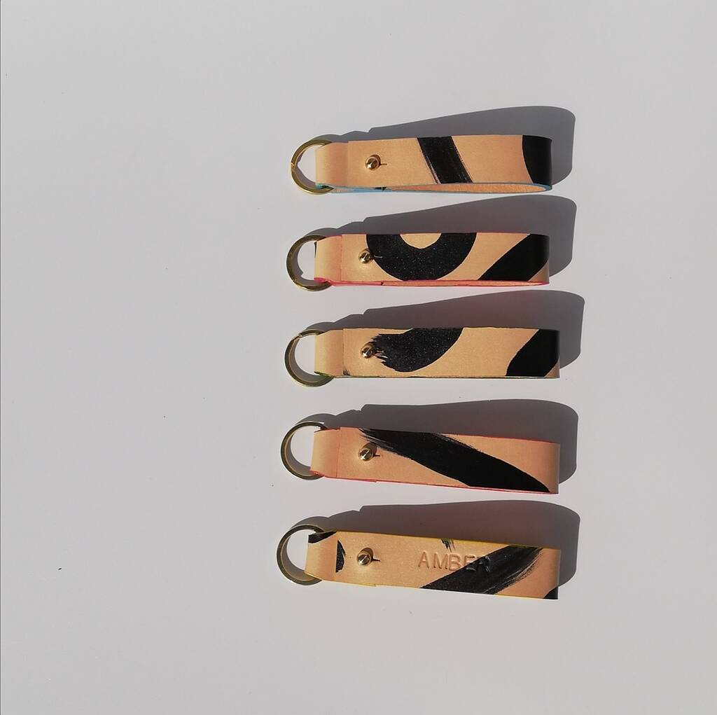 Personalised Leather Key Loop With Painted Edge By WILLOW ...