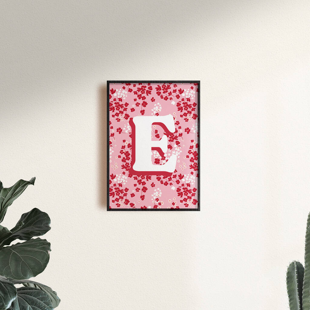 Personalised 'Pink Floral' Inital Print By Elizabeth Rachael