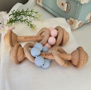 Crochet Bunny And Wooden Baby Rattle Gift Box By Natural Baby Box ...