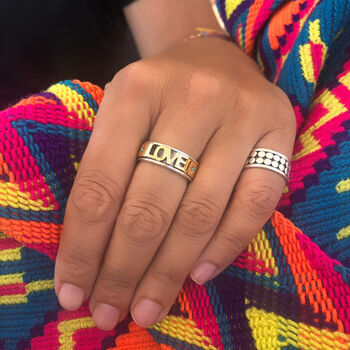 Love Rocks Turquoise Silver And Brass Spinning Ring By Charlotte's Web ...