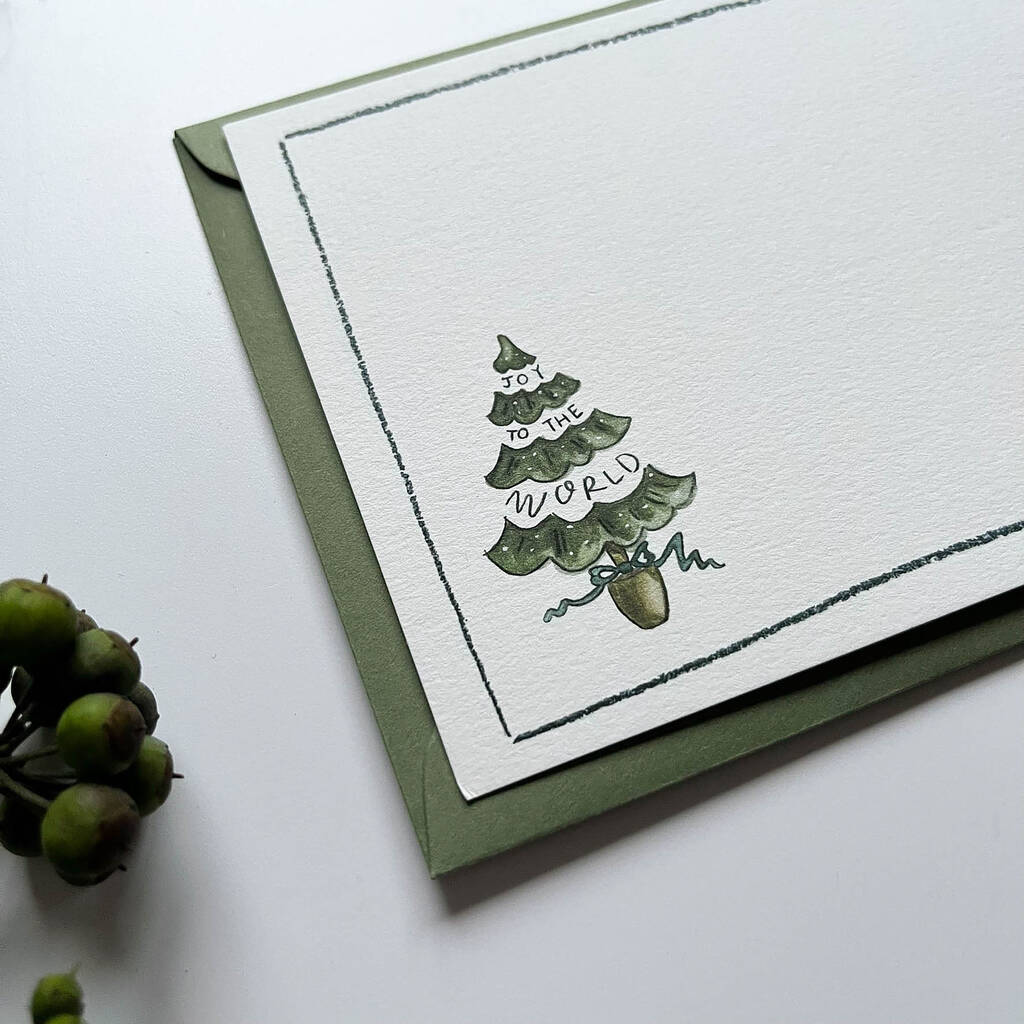 Joy To The World Christmas Tree Flat Notecards By Love One Another ...