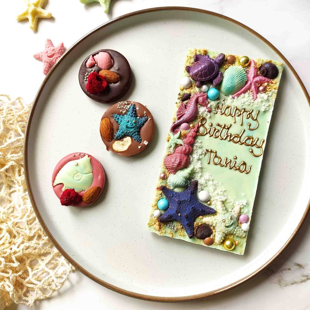 Sea Themed Personalised Chocolate Turtles And Seashells By The Unique ...