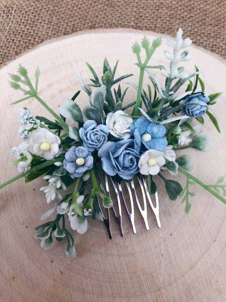 Dusky Blue Flower Hair Comb By Zoe’s Blooms | notonthehighstreet.com