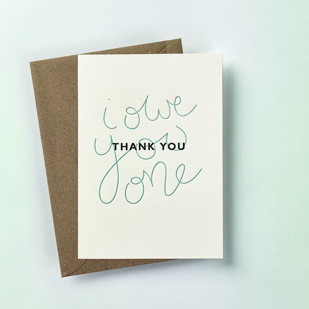 'i Owe You One' Letterpress Thank You Card By Over The C ...