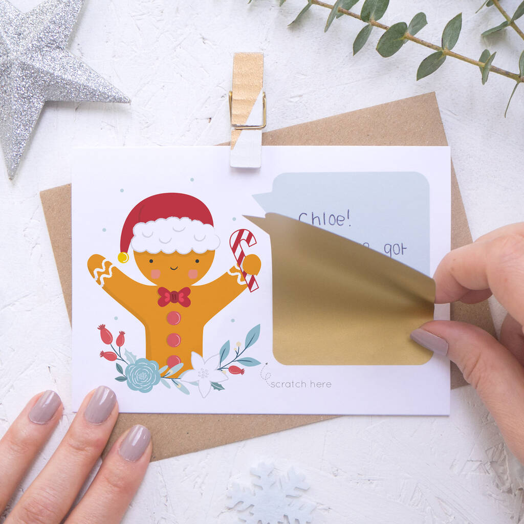 Personalised Gingerbread Man Christmas Scratch Card By Joanne Hawker ...