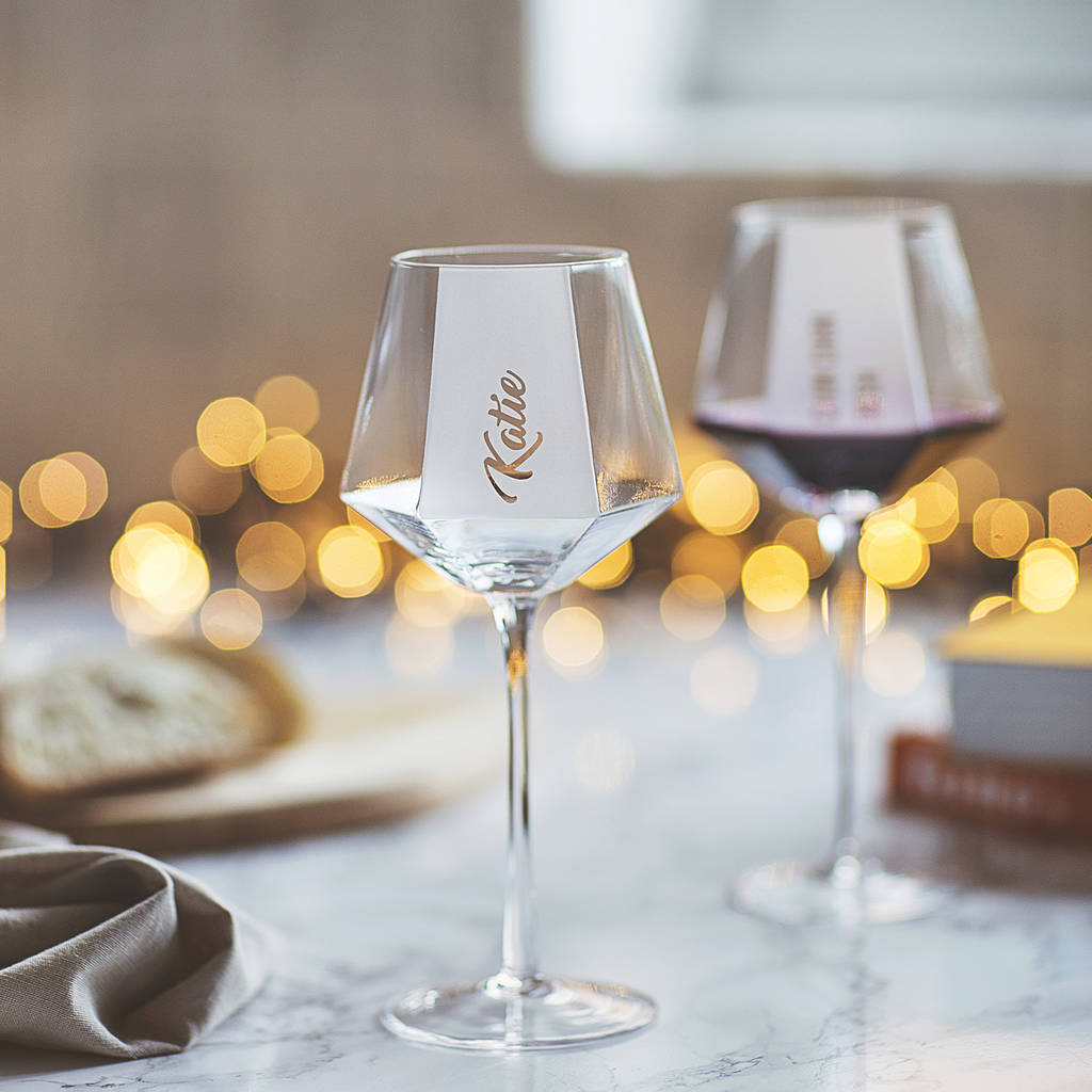 personalised hexagonal wine glass by becky broome | notonthehighstreet.com