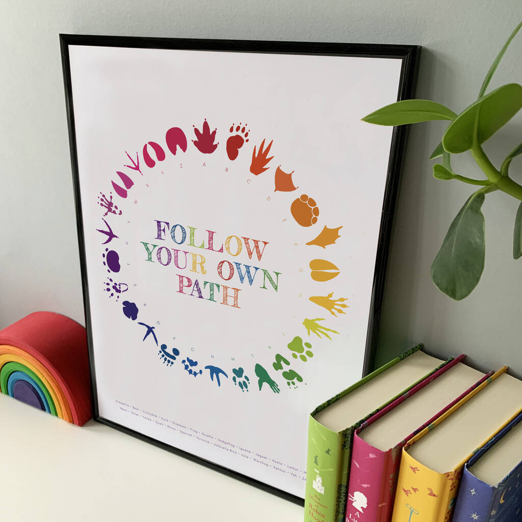 Follow Your Own Path Rainbow Print By Little Blue Zebra ...