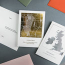 metallic foil map greetings card by yve print co. | notonthehighstreet.com