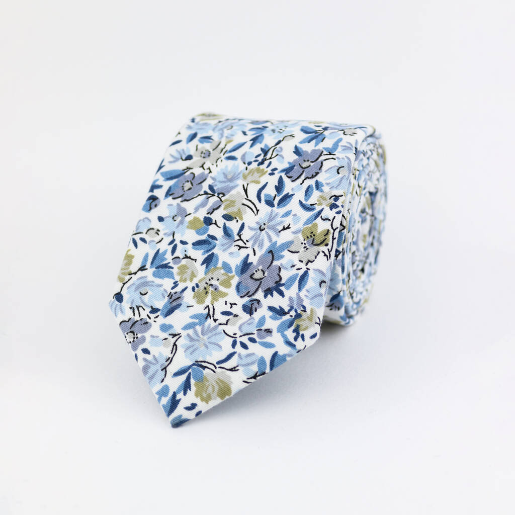 100% Cotton Handmade Floral Wedding Tie Blue By THE GENTS LAB ...