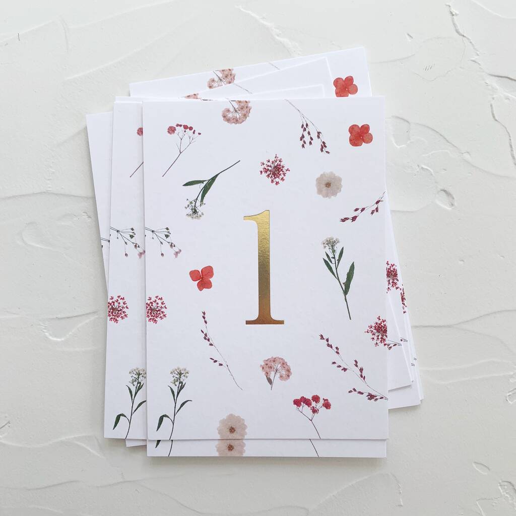 A Set Of Floral Table Numbers By Gable & Grain | notonthehighstreet.com